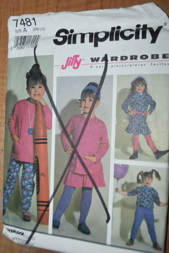 Simplicity Jiffy Pattern 7481 Girls Knit Pants Skirt Top Sz 3-4-5-6 S-L ...