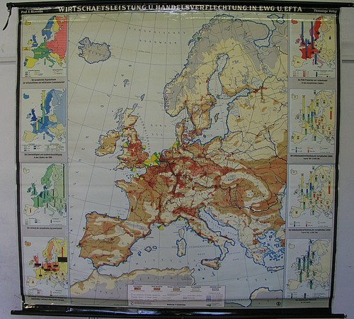 School Wall Map Eg Eec Eur Western Europe Europakarte Economy 198x191 ...
