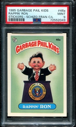 PSA 9 MINT 1985 GPK GARBAGE PAIL KIDS OS2 RAPPIN' RON #46a SCHIZO 52049 ...