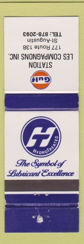 Matchbook Cover - Gulf oil gas Les Compagnons St Augustin QC | eBay