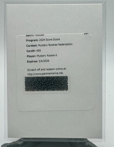 2024 Panini Score Mystery Rookies Redemption Card Rookie 6 #406 Auto ...