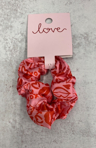 Love brand Valentine's Day hair tie scrunchie pink with red hearts lips ...