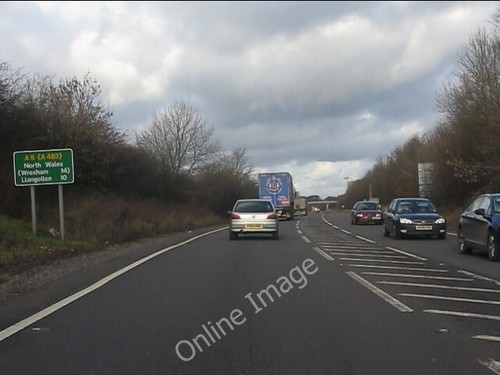 Photo 6x4 A5 (A483) - route confirmatory sign north of Pentre Clawdd ...