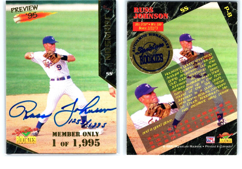 Russ Johnson Autograph, Tampa Bay Rays, Signature Rookies #P-8 (1995 ...