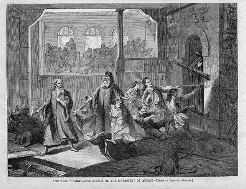 CRETE WAR ATTACK ON THE MONASTERY OF ARCADI CHRISTIAN POWERS CRETE OR ...
