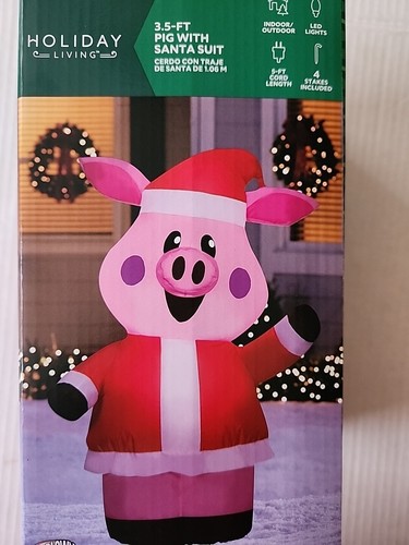 3.5-Ft LED Pig in Santa Suit Christmas Inflatable New Farm | eBay