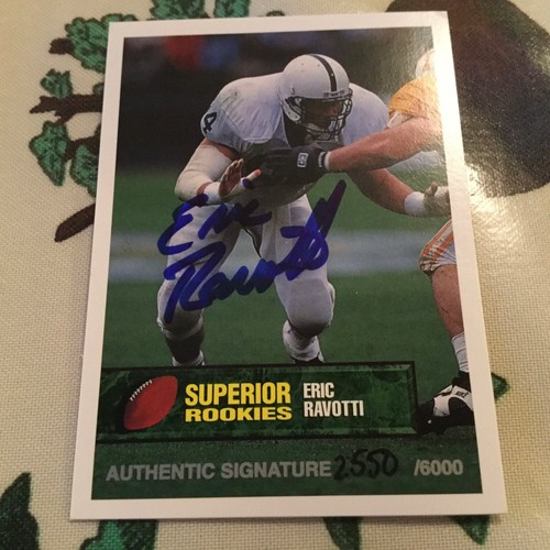 1994 Superior Rookies ERIC RAVOTTI Autographed Football Card PENN STATE ...