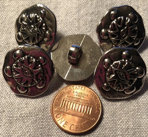 Lot of 5 Shiny Silver Tone Plastic Shank Buttons 3/4" 19mm # 9338 | eBay