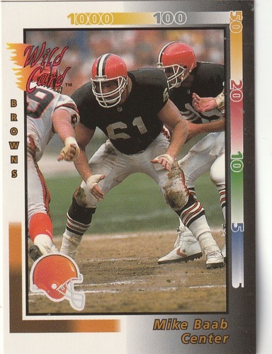FREE SHIPPING-MINT-1992 Wild Card Mike Baab #170 Cleveland Browns | eBay