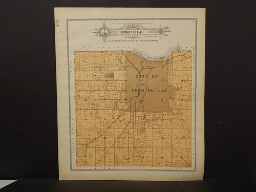 Wisconsin Fond Du Lac Couny Map Fond Du Lac Township 1910 J11#45 | eBay