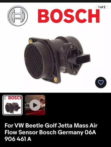 For VW Beetle Golf Jetta Mass Air Flow Sensor Bosch Germany 06A 906 461 ...