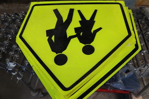 Pentagon School/Pedestrian Zone Crossing Sign Reflective Adhesive 36" x ...