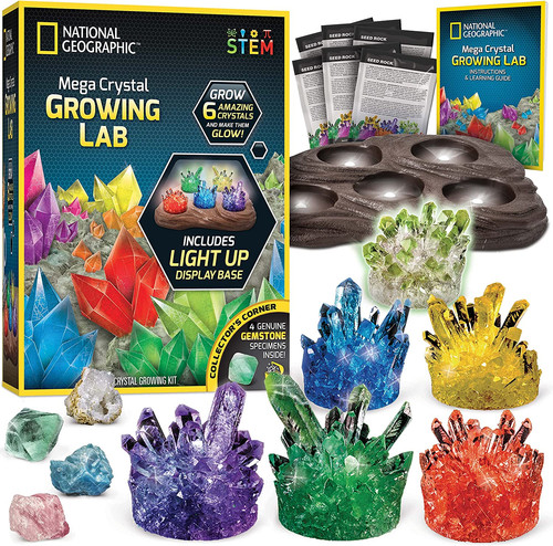 NATIONAL GEOGRAPHIC Mega Crystal Growing Kit for Kids- Grow 6 Crystals ...