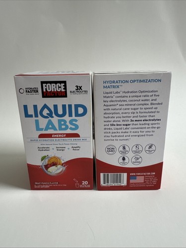 2PC Force Factor Liquid Labs Energy Drink, Electrolytes Powder ...