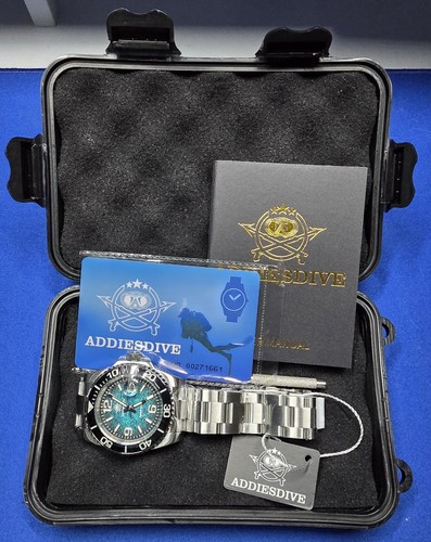 Addiesdive AD2513 Diver Quartz Watch 41mm 200m Blue Wave New With Box ...