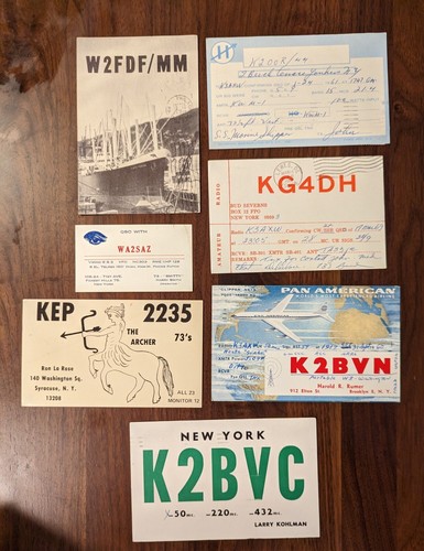 Lot of 7 1960s QSL Cards Ham Radio New York W2FDF KG4DH KEP2235 K2BVC ...