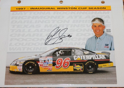 David Green Nascar Caterpillar #96 Autographed Hero Card 1997 Inaugural ...