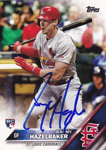 JEREMY HAZELBAKER ST LOUIS CARDINALS SIGNED BASEBALL CARD ARIZONA ...