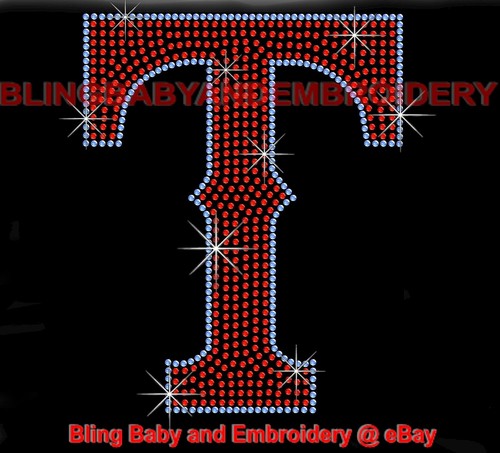 MLB Texas Rangers Bling Hot Fix Iron On Heat Press Rhinestone Transfer ...