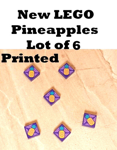 New LEGO Pineapple Tree Fruit Lot of 5 Printed 1x1 Square Tile Smooth ...
