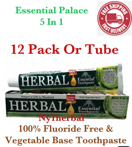 12 Tube HERBAL Toothpaste By Essential Palace 5 In 1, Fluoride Free ...