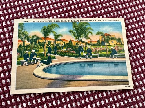 California Postcard Ingram Plaza, U.S. Naval Training Station San Diego ...