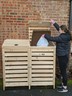 Triple Wheelie Bin Storage Wooden Store Cover Garden Rubbish Dustbin 3 ...