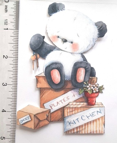 3D Moving Panda Keys Boxes Kitchen Flowers Card Scrapbook Embellishment ...