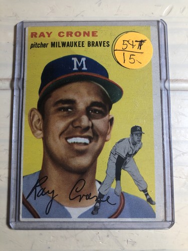Ray Crone Milwaukee Braves 1954 Topps Baseball Card #206 | eBay