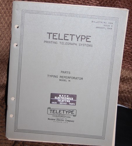 Teletype Printing Telegraph System Bulletin #1088/Issue 2 - Parts Reperforator | eBay