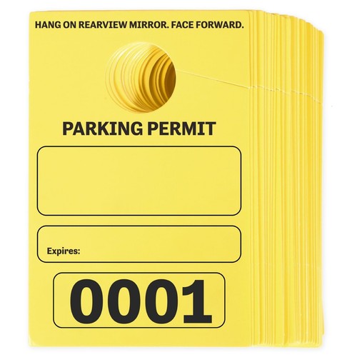 100 Pack Temporary Parking Permit Hang Tags for Cars, Numbered 0001 ...