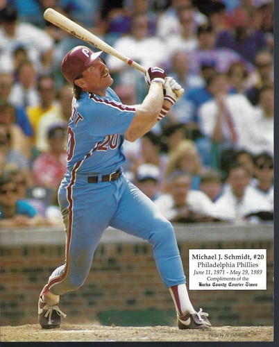 8" by 10" picture of Mike Schmidt #20 Philadelphia Phillies - Hitting ...