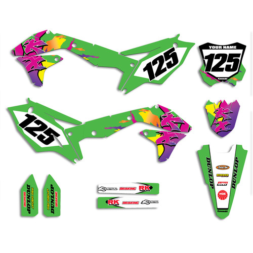 Graphics Decal Kit For Kawasaki KXF 450 (2016 - 2018) KXF450 Retro kawi ...