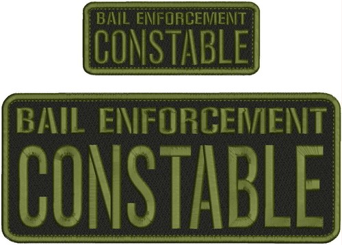B E CONSTABLE EMBROIDERY PATCH 4X10 & 2X5 HOOK ON BACK OD GREEN ON ...
