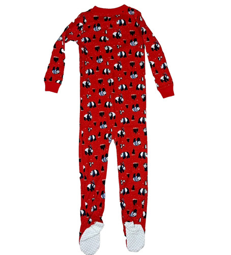 Amazon Essentials Kids 1-Piece Red Panda Print Knit Footie Pajamas Size ...