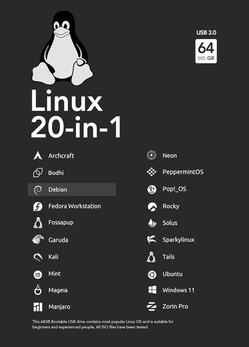 64GB - 20-In-1, Bootable USB Drive 3.2 for Linux & Windows 11, Zorin | Mint | Ka 7445014595556| eBay
