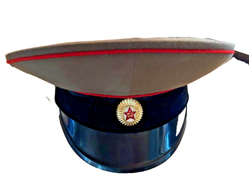 Vintage USSR Russian Soviet Army Conscript Visor Cap Military Black ...