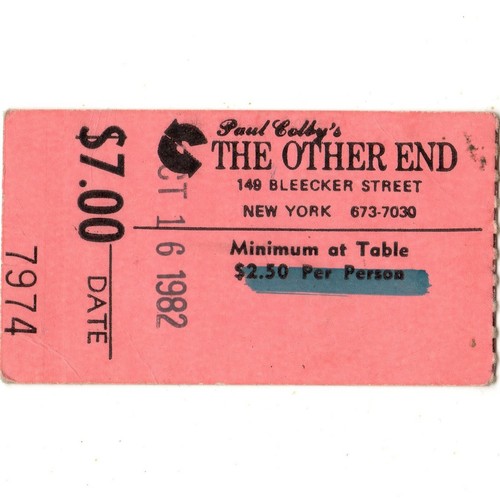 ROBERT HUNTER Concert Ticket Stub NEW YORK 10/16/82 THE OTHER END ...