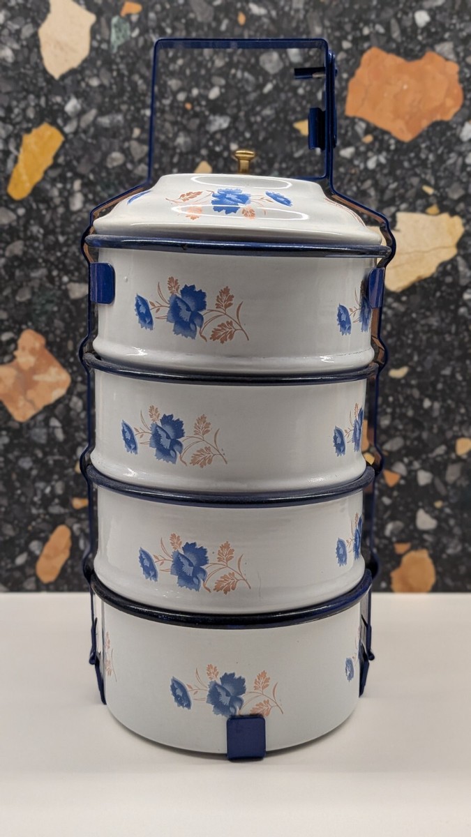 Porcelain Enamel Food Storage Containers With Lids Tiffin Box With