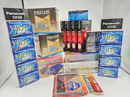 Lot of Sony DVC,TDK VHS,Panasonic & JVC VHS-C, CD-R 650 MB, Jewel Cases ...