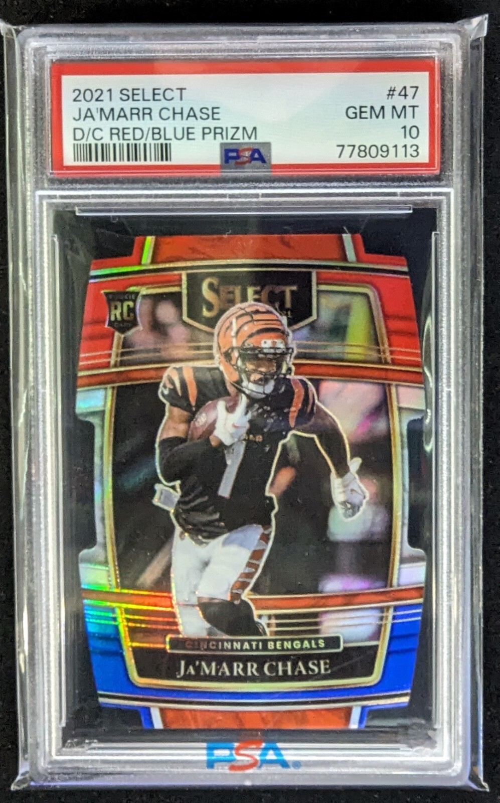 Ja'Marr Chase 2021 Select #47 Concourse Red & Blue Die-Cut PSA 10 Price ...