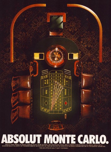 1996 ABSOLUT MONTE CARLO Vodka Gambling Bottle ~ VINTAGE PRINT AD | eBay