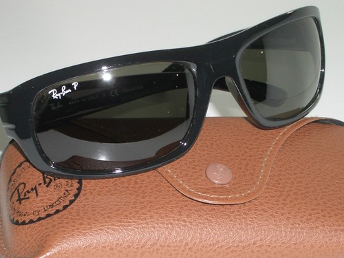 Ray Ban RB4166 601/58 3p Thick Shiny Black Polarized Lens Wrap ...