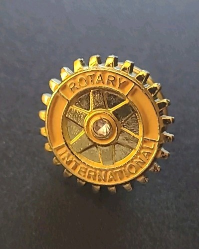 Gold Rotary International "Wheel" Lapel Pin with Center Stone. | eBay