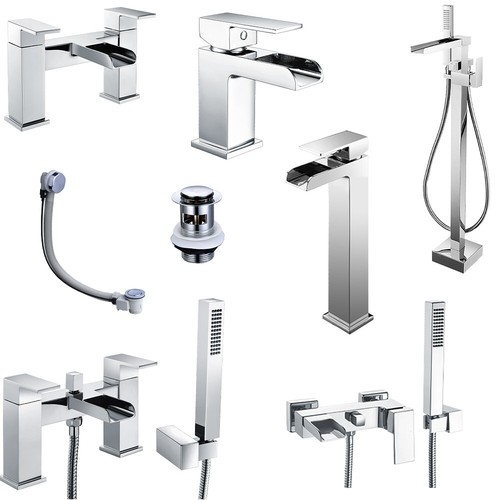 Waterfall Cascade Bathroom Taps, Basin Taps, Freestanding Bath Shower ...