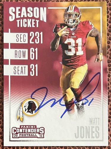 Matt Jones Washington Redskins 2016 Contenders Signed Auto Autograph ...