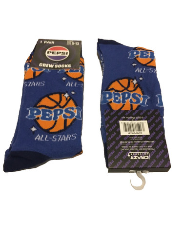 PEPSI ALL-STARS Basketball 1 Pair Crew Socks Adult Shoe Size 6-13 NWT ...