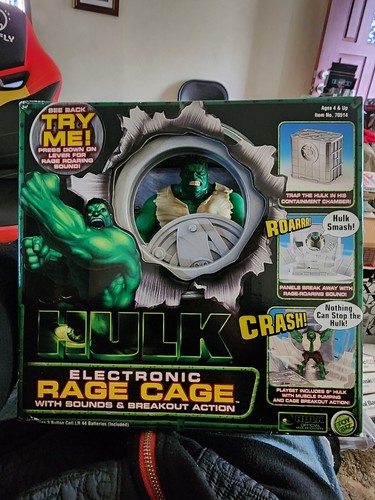 MARVEL COMICS INCREDIBLE HULK ELECTRONIC RAGE CAGE BREAKOUT SET TOY BIZ ...