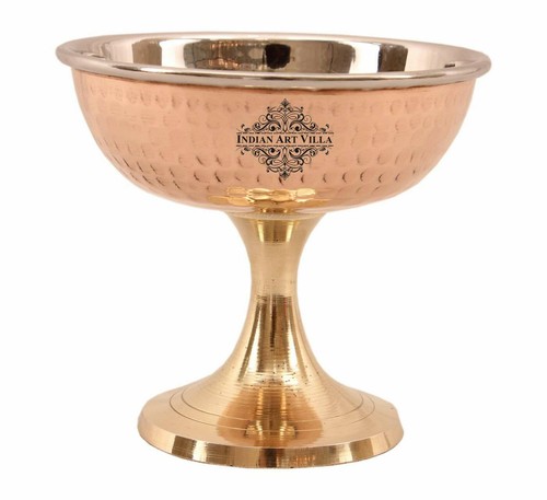 4 x Steel Copper Ice Cream Bowl with Brass Stand 140 ML - Restaurant ...