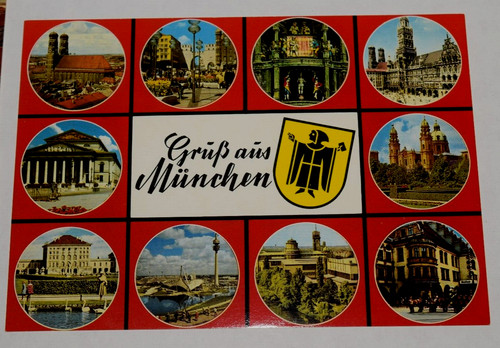VTG, 2 x GERMAN Color Postcards "Munich Collage and Subway Map," (4" x ...